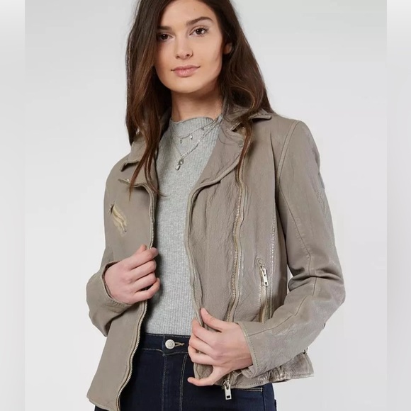 Jackets & Coats | Mauritius Sofia Leather Jacket Elephant | Poshmark